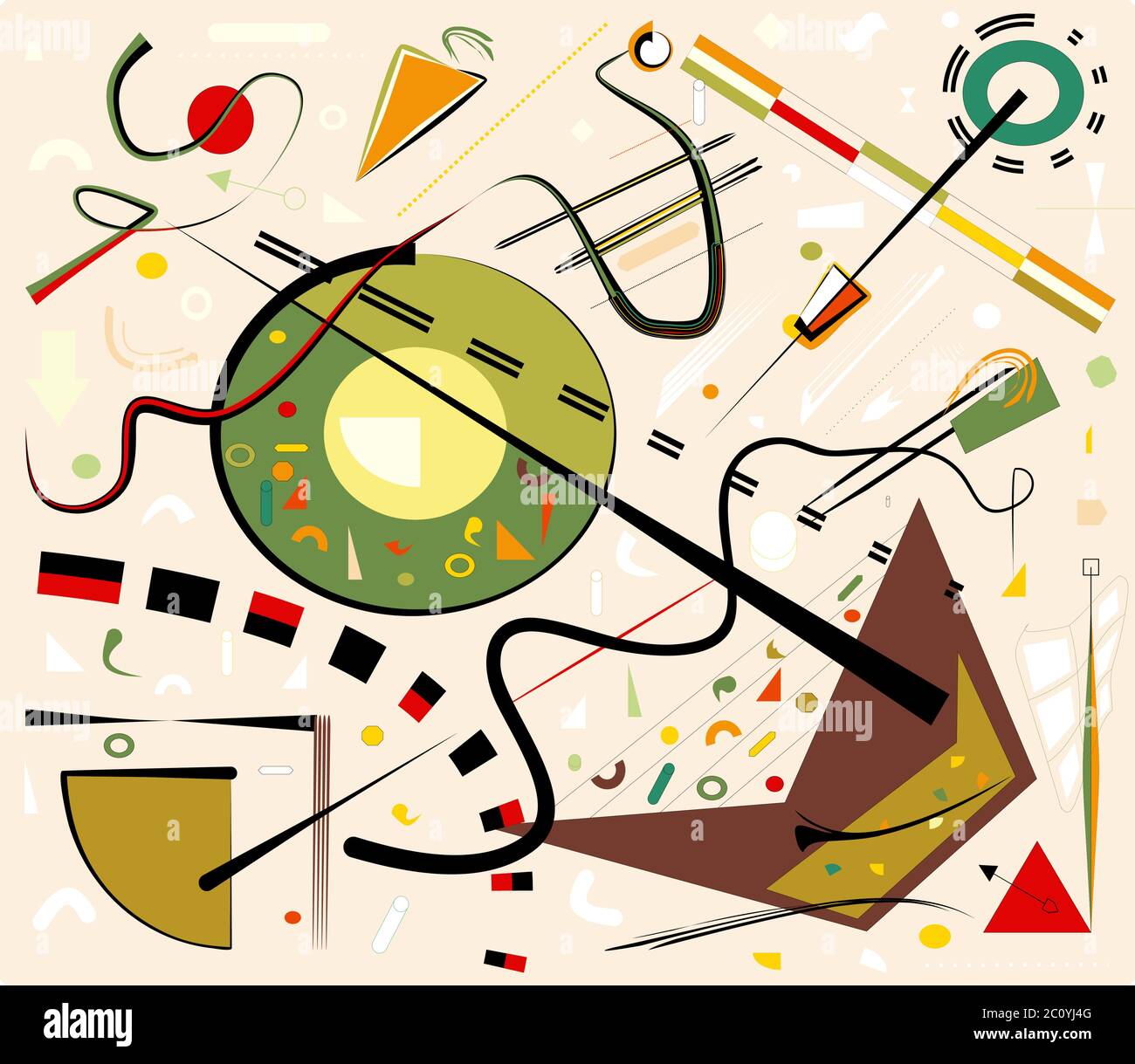 Abstract beige background ,fancy geometric and curved shapes ...