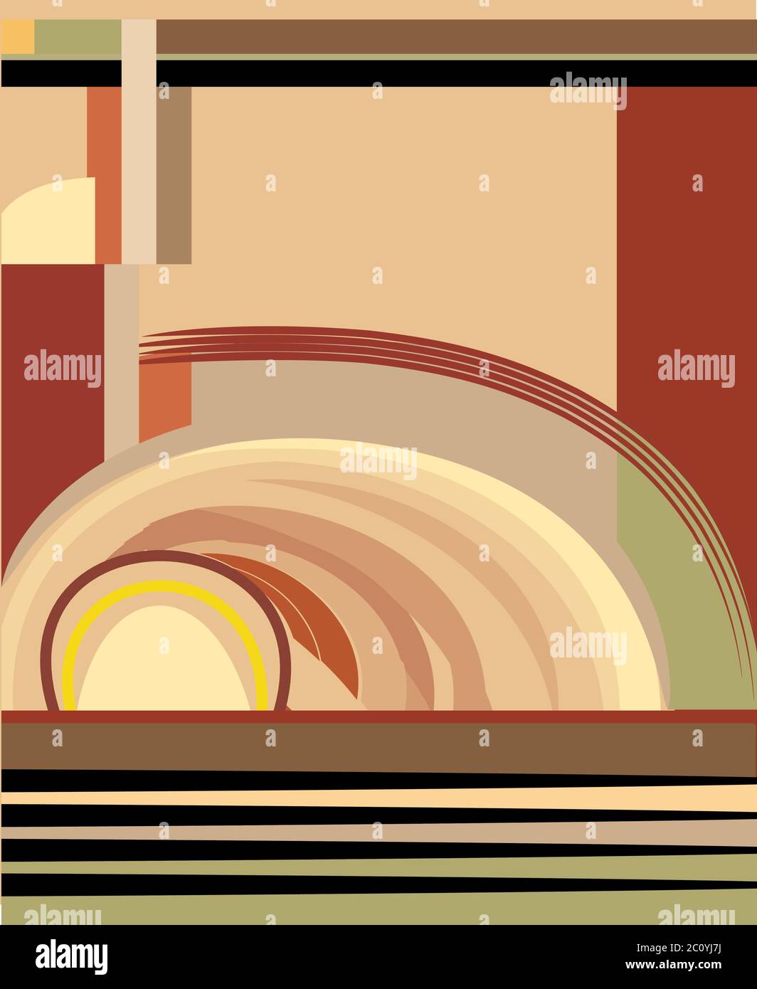 Abstract brown background ,fancy geometric and curved beige shapes ...