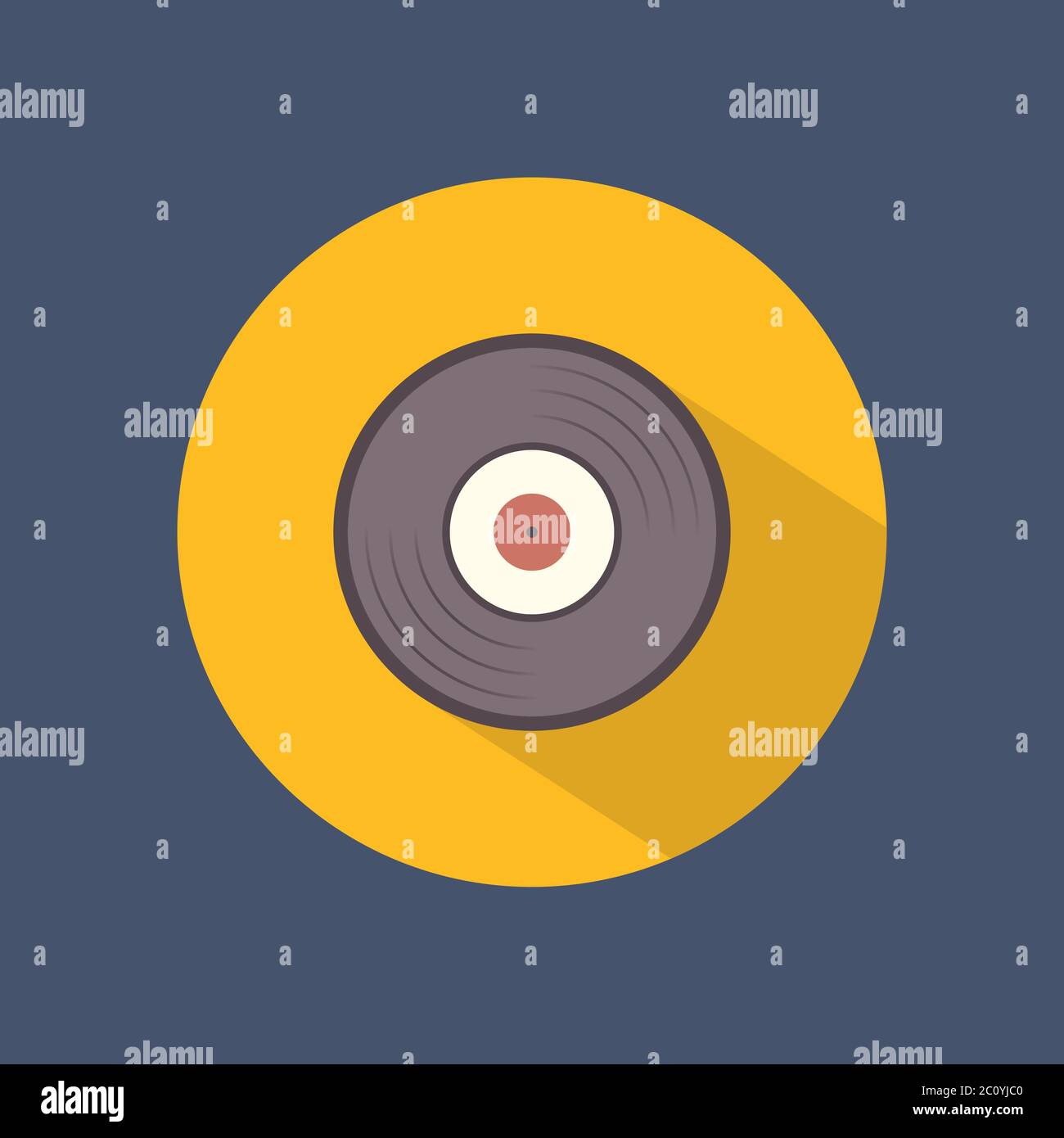 Vinyl round flat icon on dark background. Retro style. Vector illustration Stock Vector Image ...
