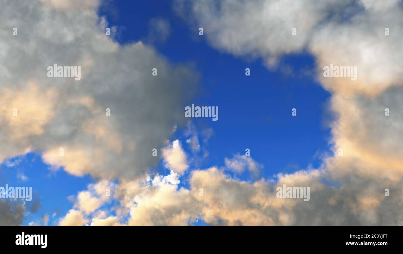 White clouds in blue sky 3d rendering Stock Photo - Alamy