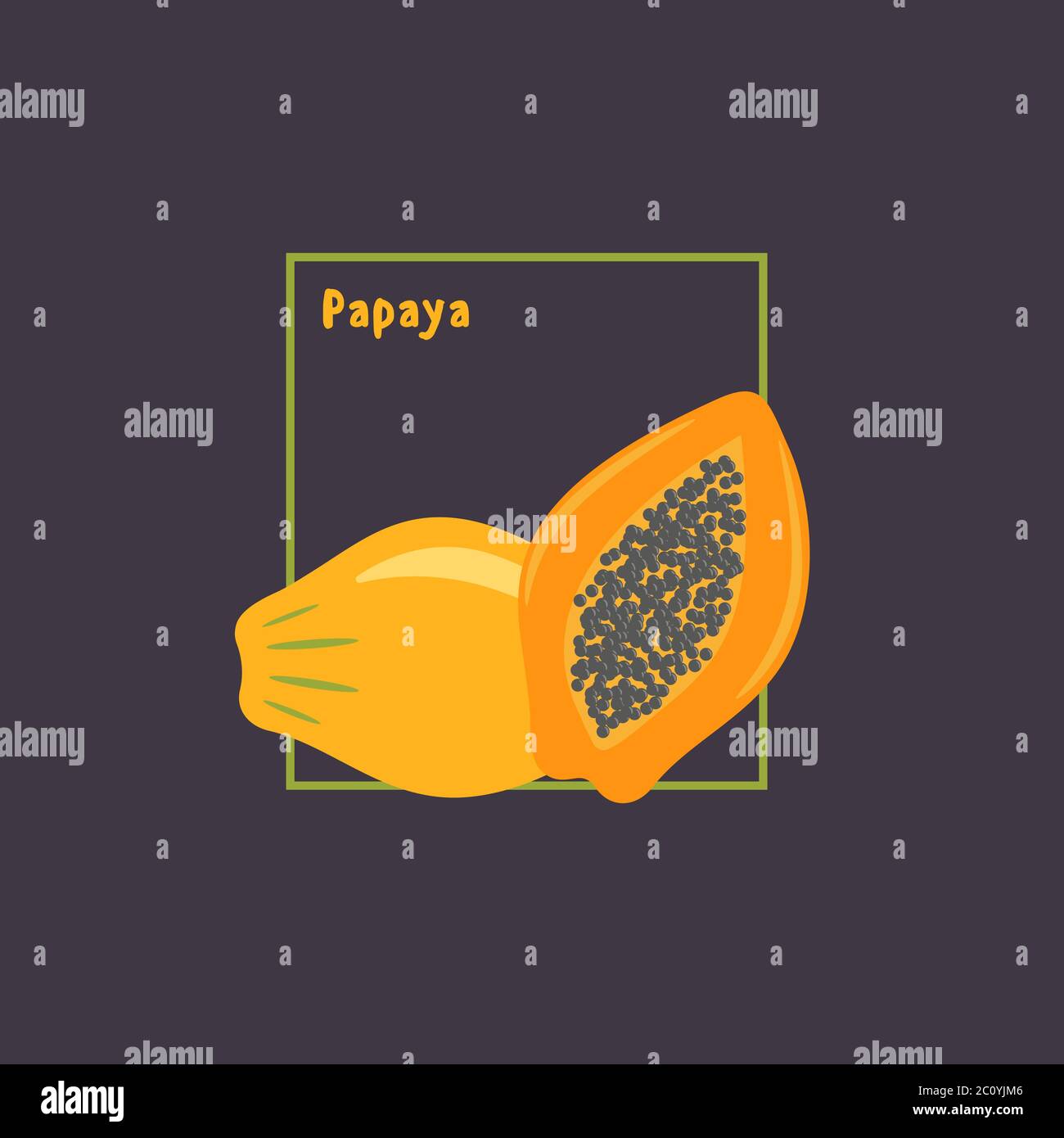 Papaya slice seeds leaf Stock Vector Images - Alamy
