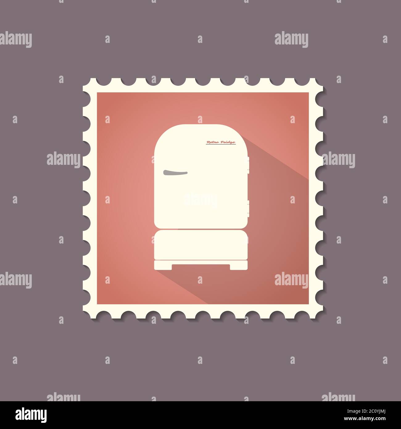Retro style refrigerator flat stamp with shadow Stock Vector Image ...