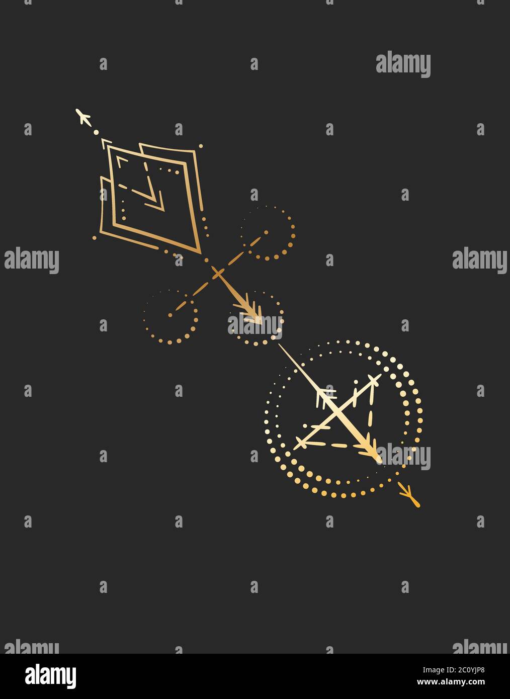 Geometric tattoo design, Gold mystic alchemy arrow Stock Vector Image ...