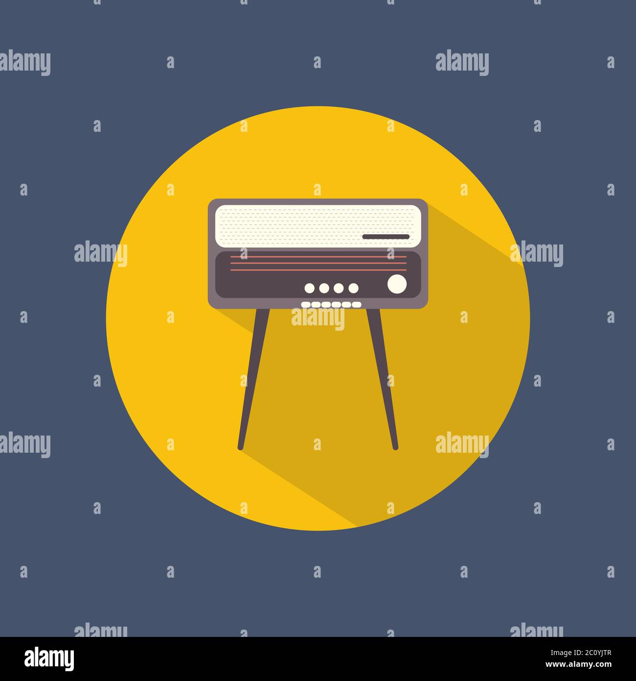 Radiogram round flat icon on dark background. Retro style. Vector ...