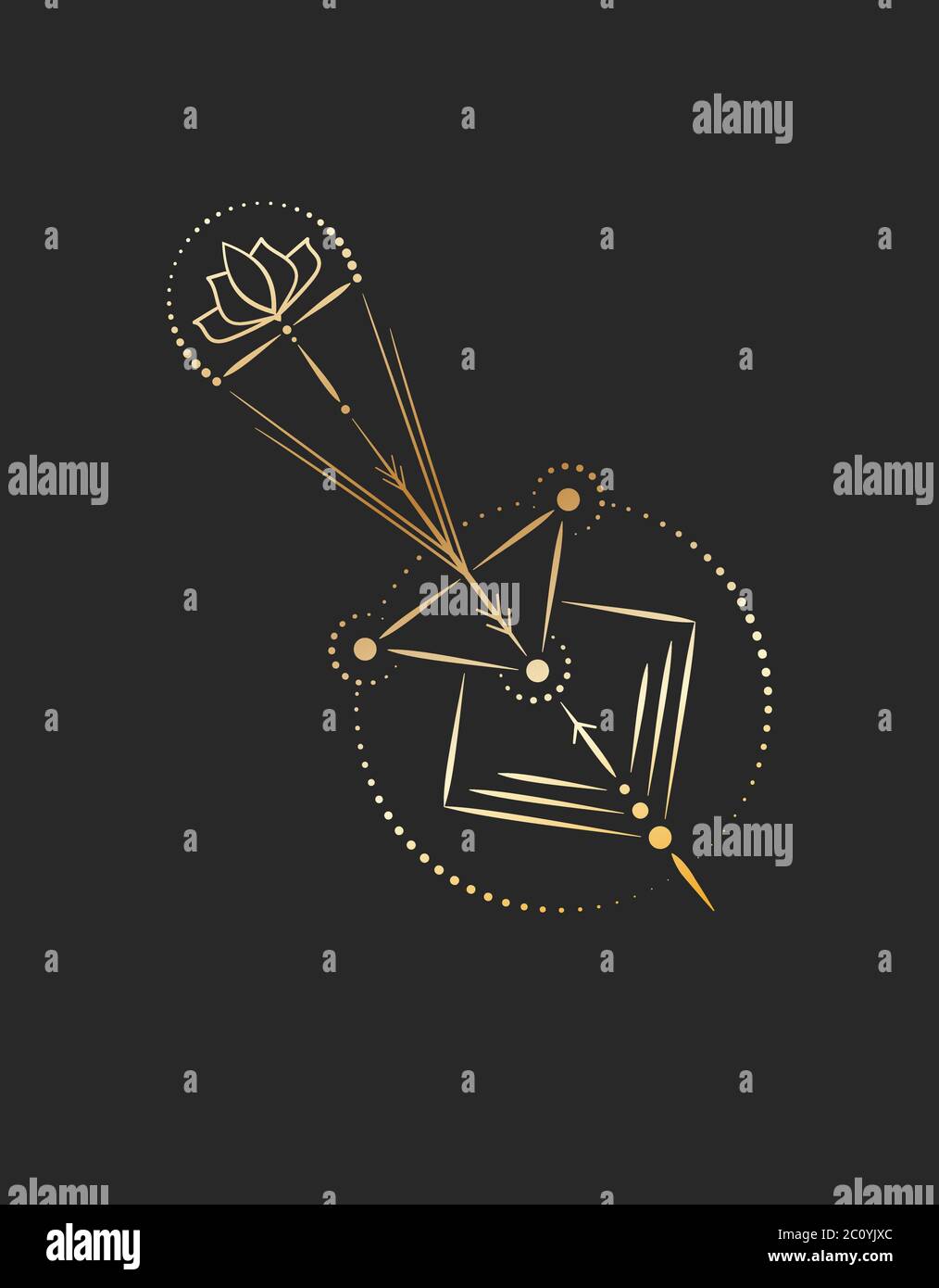 Geometric tattoo design, Gold mystic arrow with lotus Stock Vector ...
