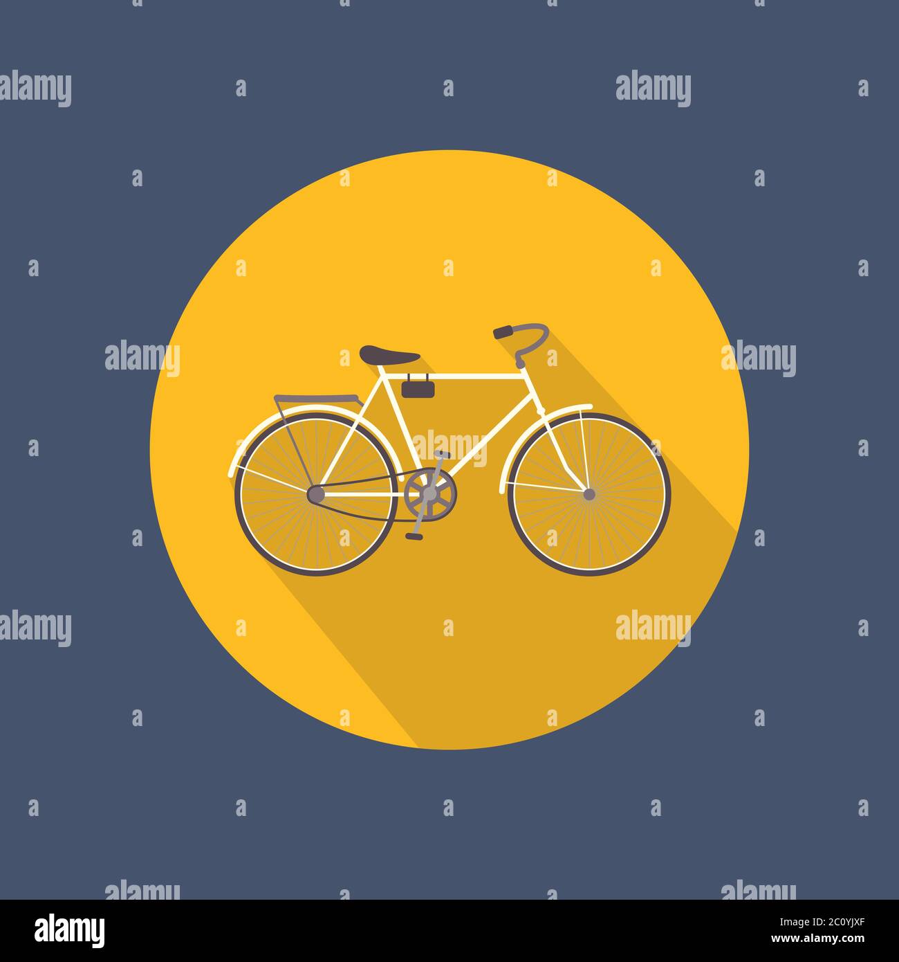 Bicycle flat round icon on dark background. Retro style. Vector ...