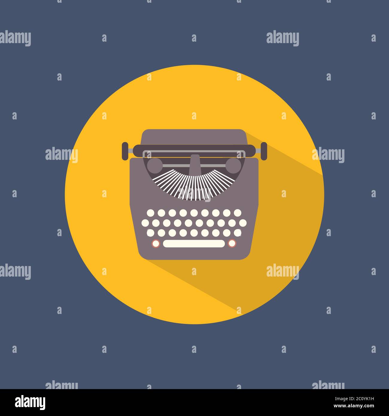 Typewriter round flat icon on dark background. Retro style. Vector illustration Stock Vector ...