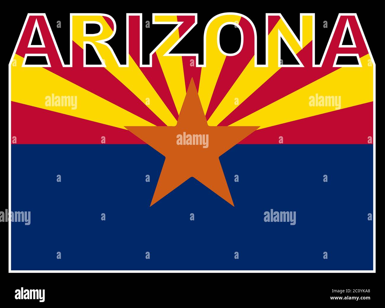 Arizona Text in silhouette set over the state flag Stock Vector Image ...