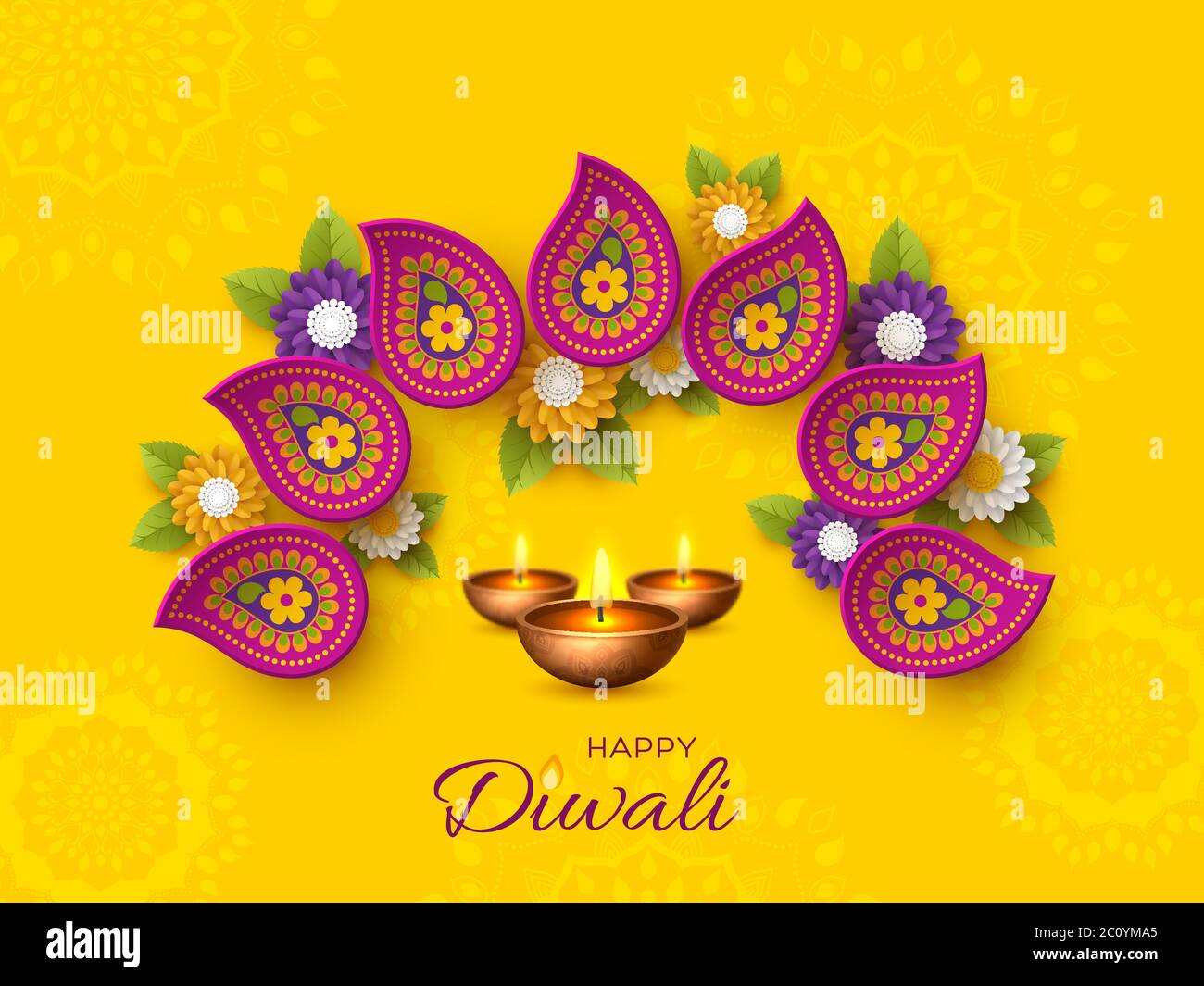 Diwali festival holiday design with paper cut style of Indian Rangoli ...