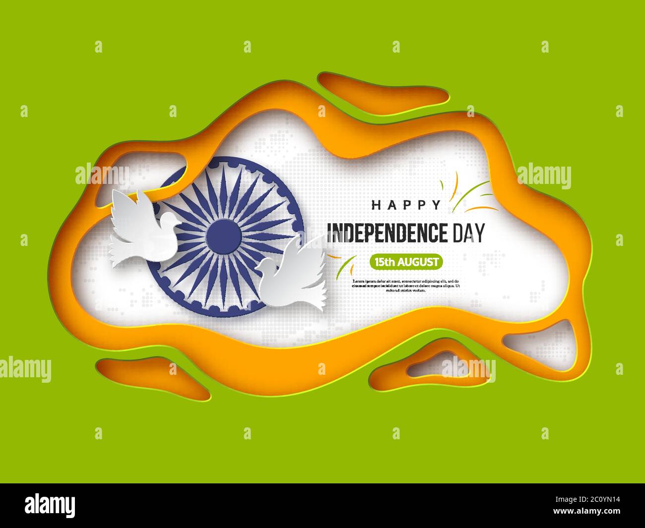 Indian Independence day holiday background. Paper cut shapes with ...