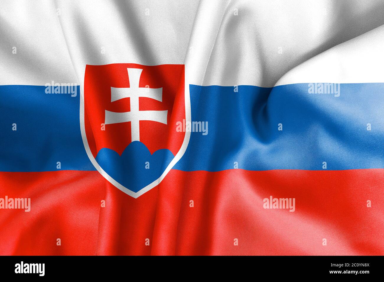 Slovakia flag texture creased and crumpled up with light and shadows ...