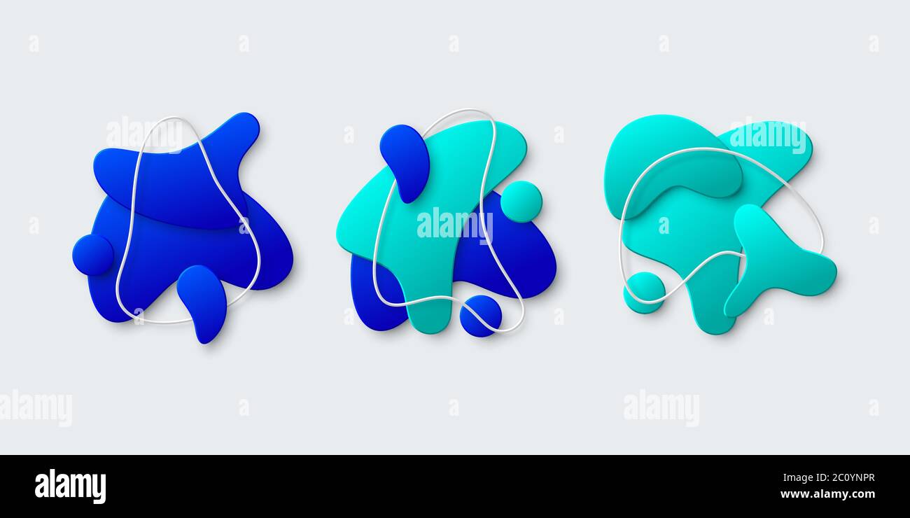 Set of abstract 3d liquid fluid blue hi-res stock photography and ...