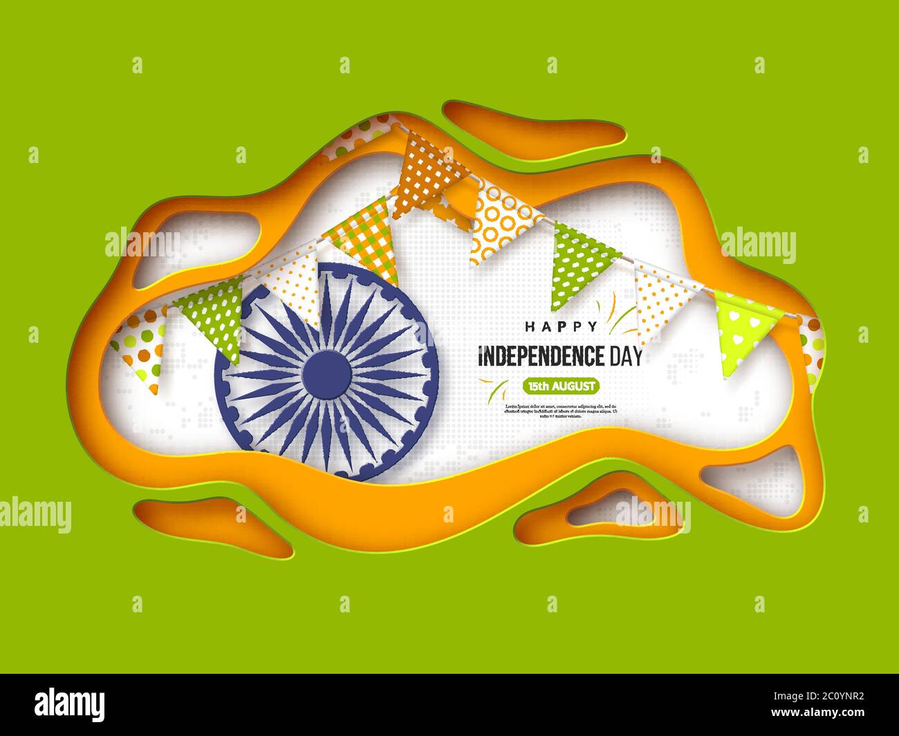 Indian Independence day holiday background. Paper cut shapes with ...
