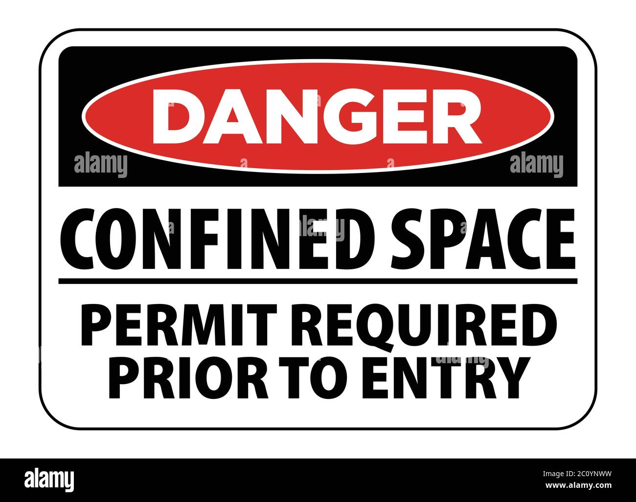 danger confined space warning sign with text permit required prior to ...