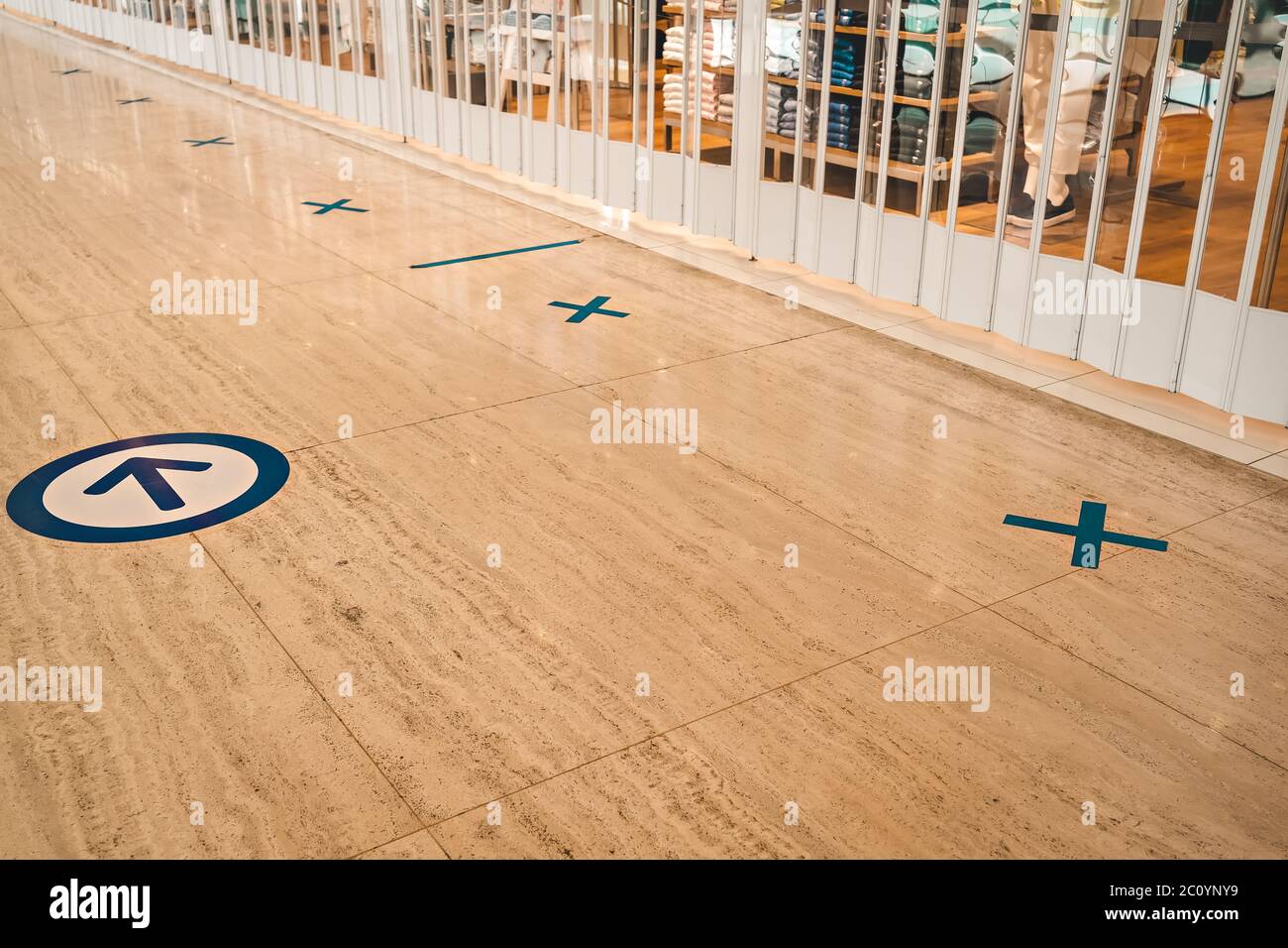 Epidemic protection measures in stores or shopping malls. Social ...