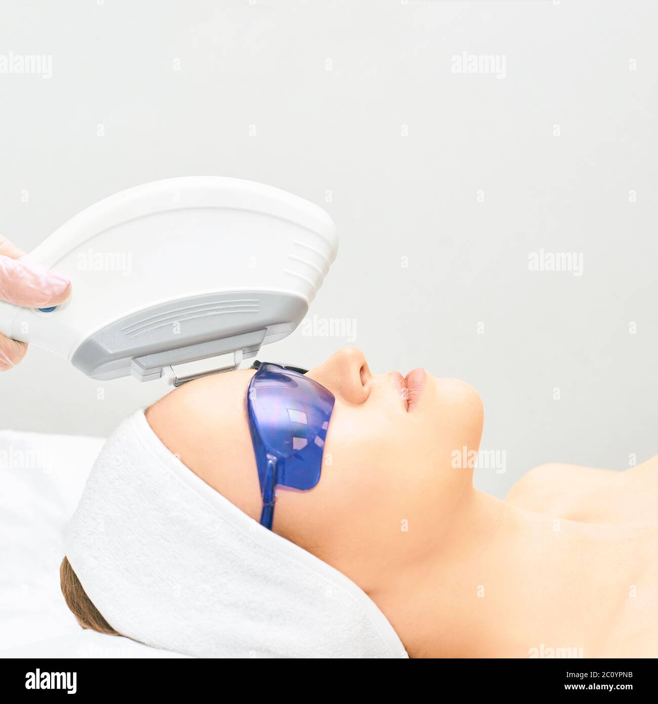 IPL laser clinic treatment. Cosmetology medical procedure. Face skin ...
