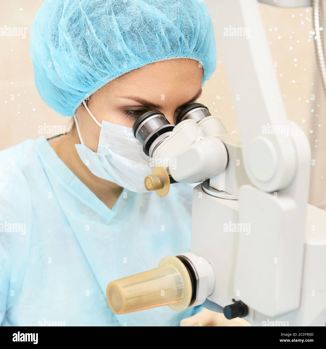 People at hospital background. Blue medical backdrop. Healthcare ...