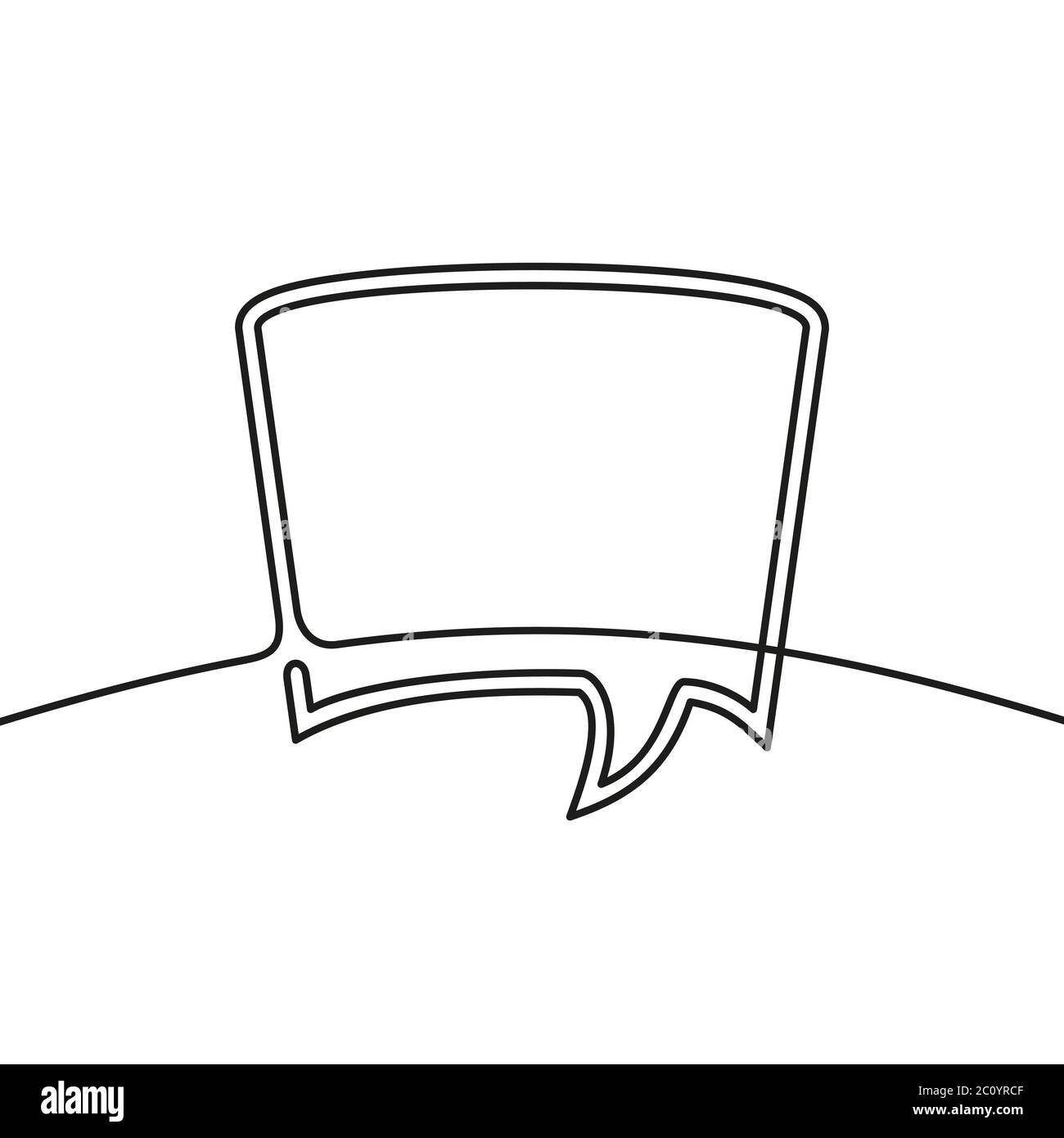 Continuous line drawing of speech bubble, Black and white vector ...