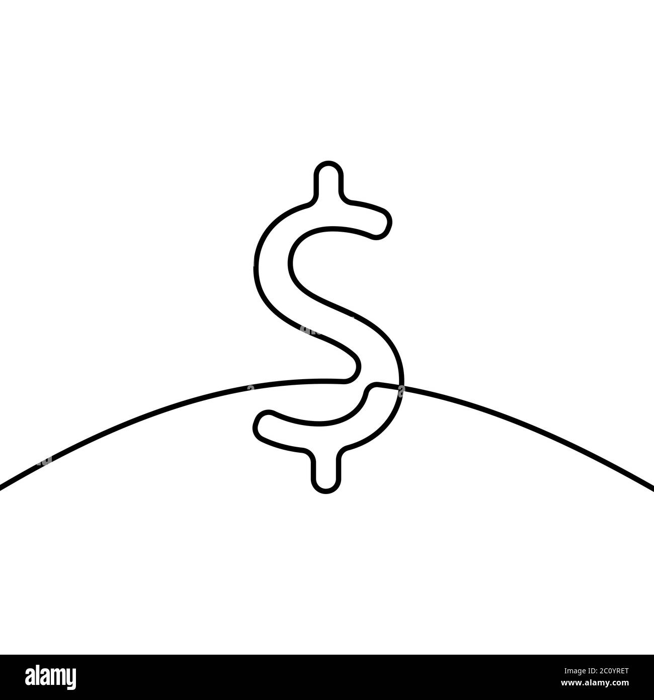 Continuous line drawing of dollar sign, Black and white vector ...