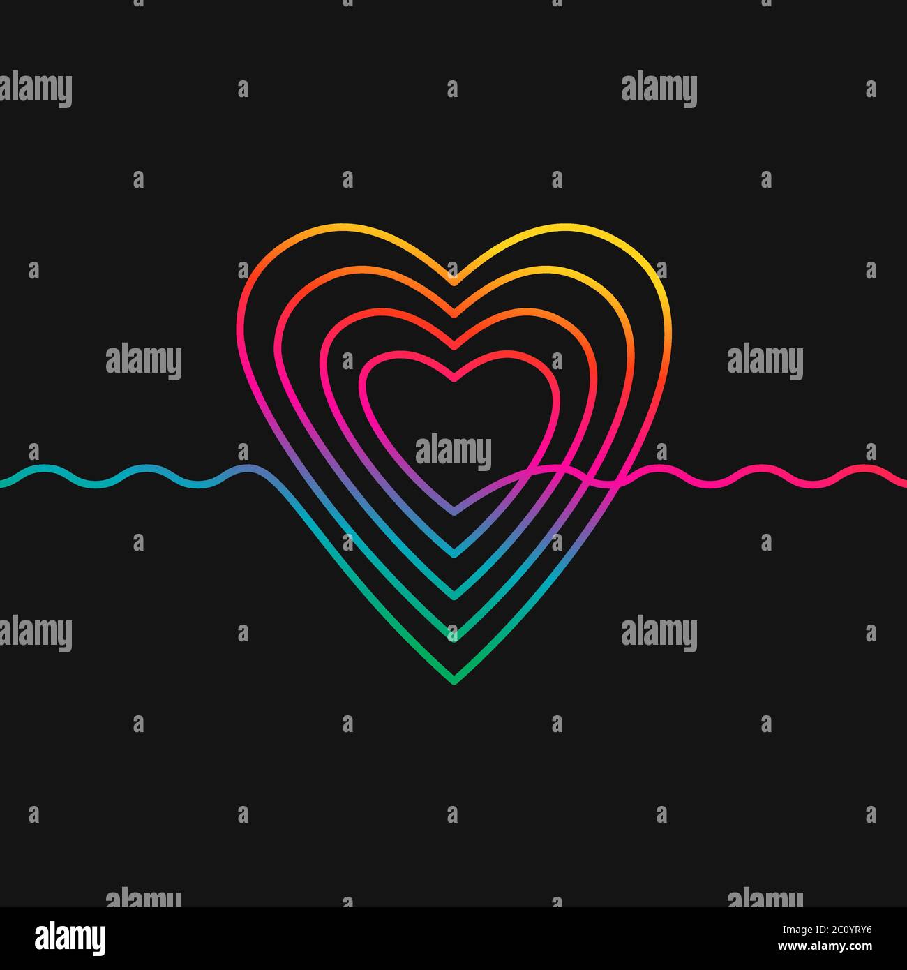 Neon Rainbow Hearts