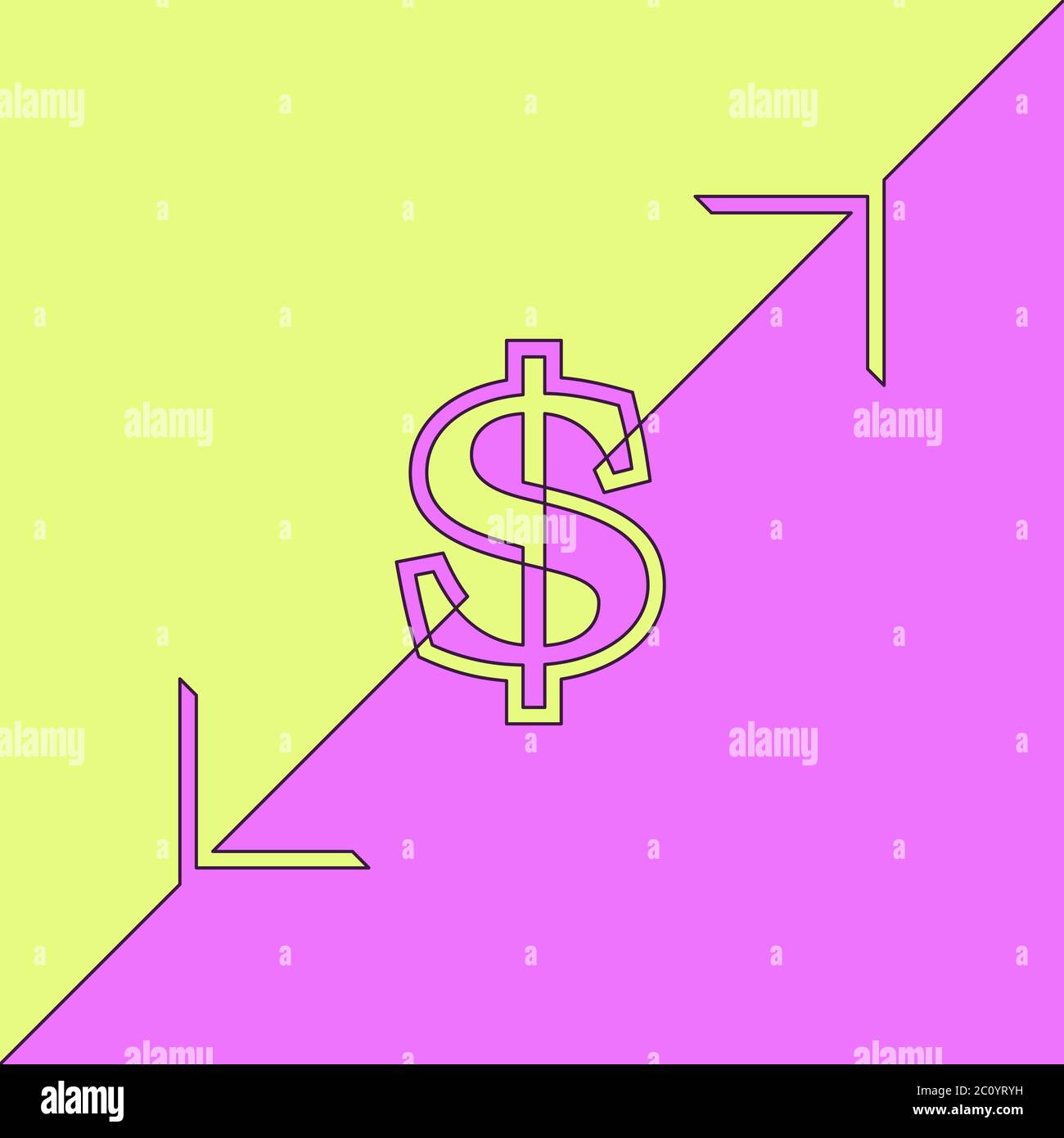 Dollar sign with arrows, Continuous line vector minimalist flat design ...