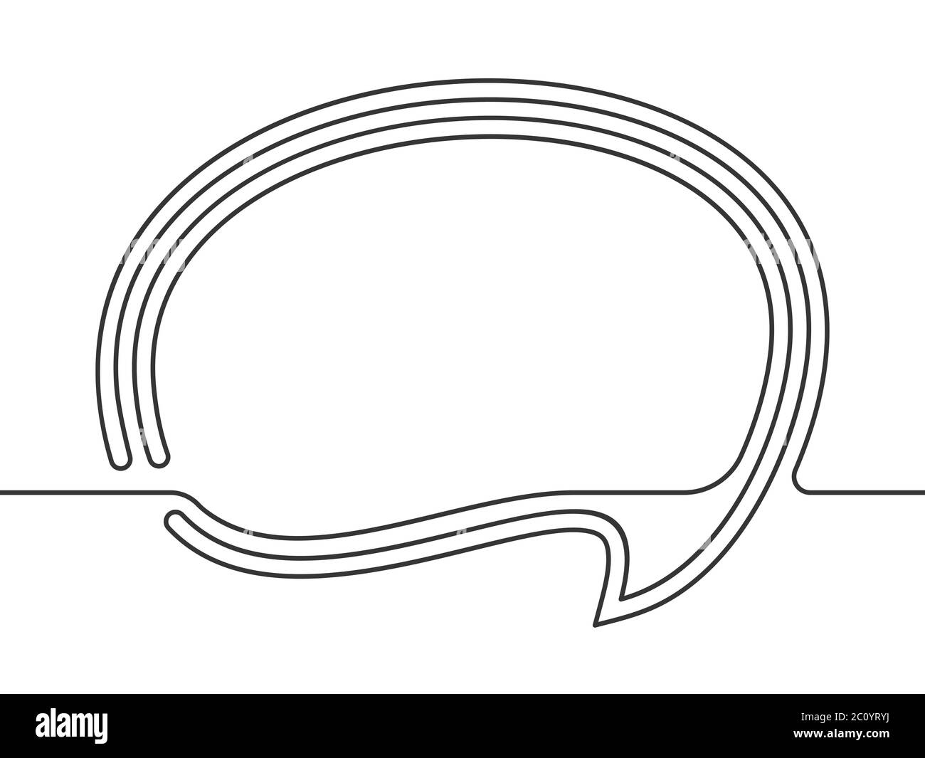 Speech bubble continuous line drawing flow liquid shape, Black and ...