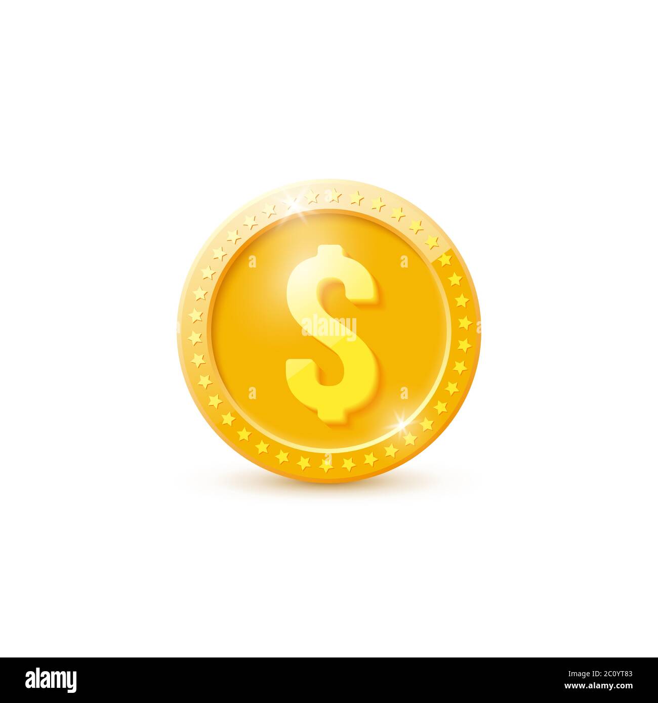3d realistic gold dollar coin Stock Vector Image & Art - Alamy