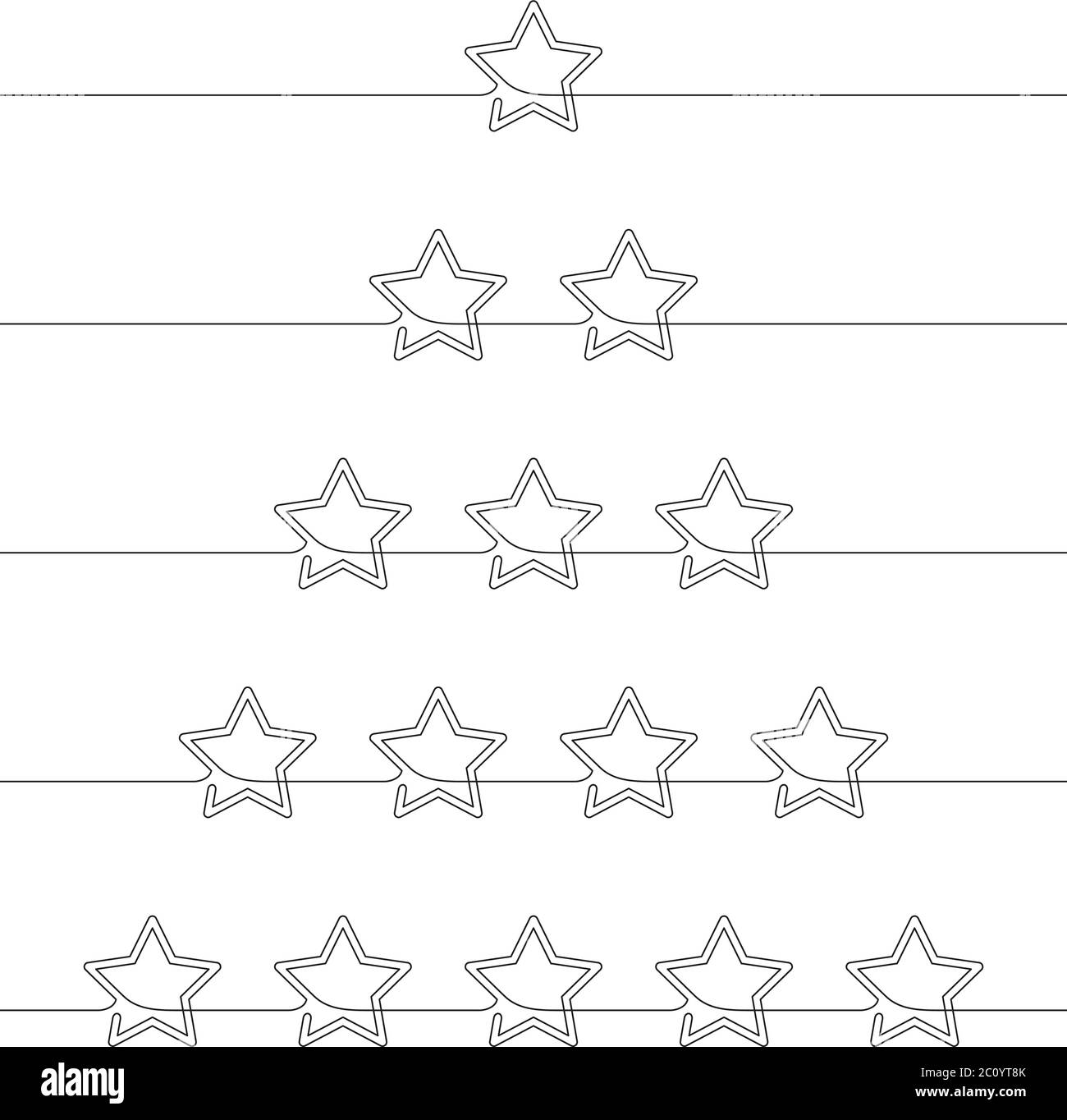 Continuous line drawing of five stars customer product rating review ...