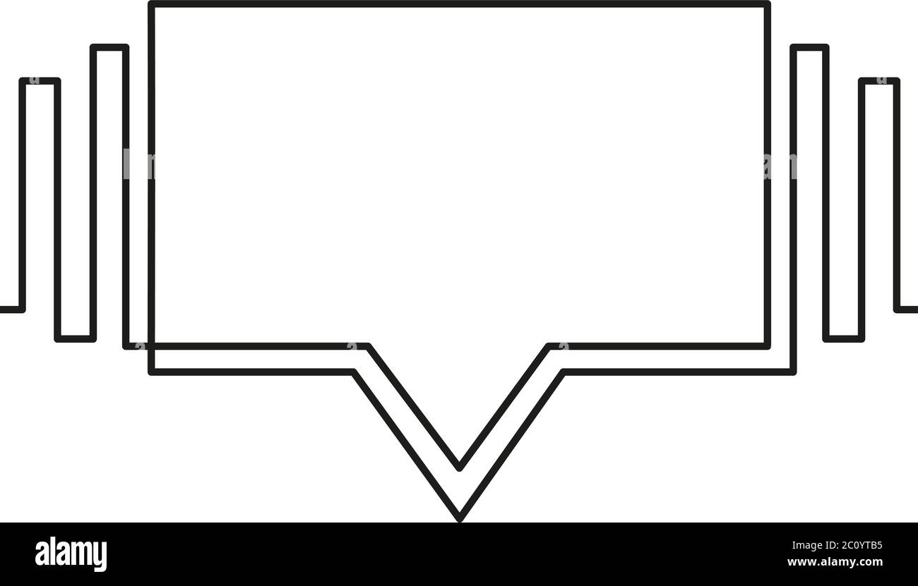 Continuous line drawing of speech bubble, Black and white vector minimalistic linear rectangular ...