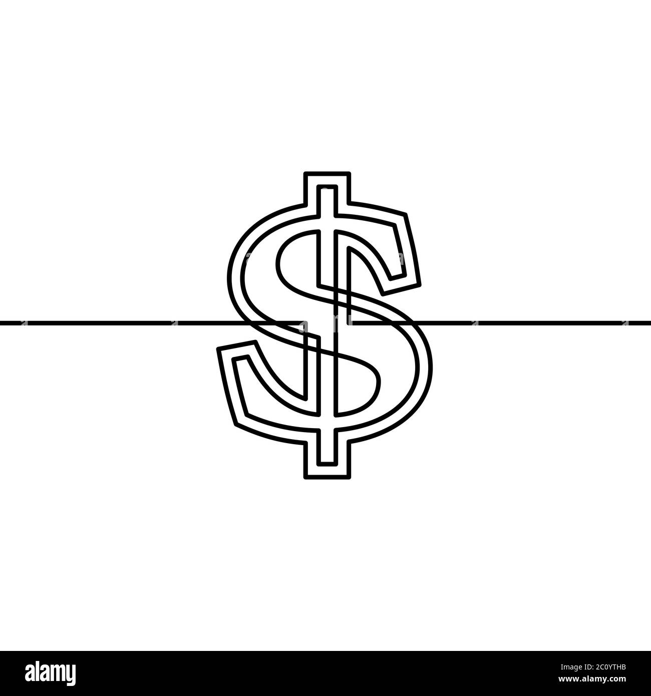 Continuous line drawing of dollar sign, Black and white vector ...