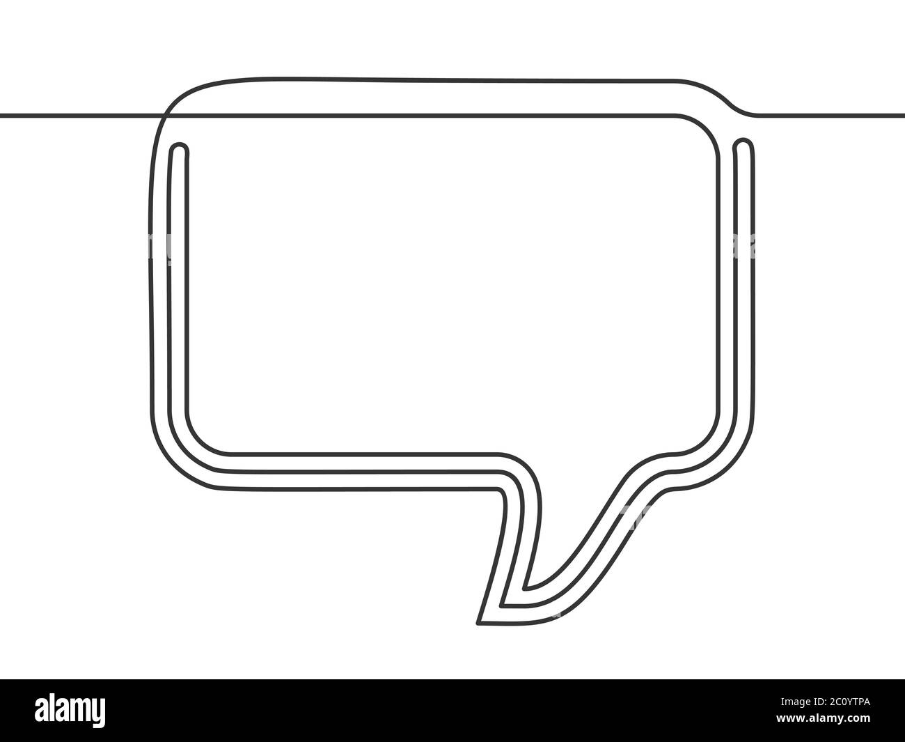 Speech bubble continuous line drawing, Black and white vector ...