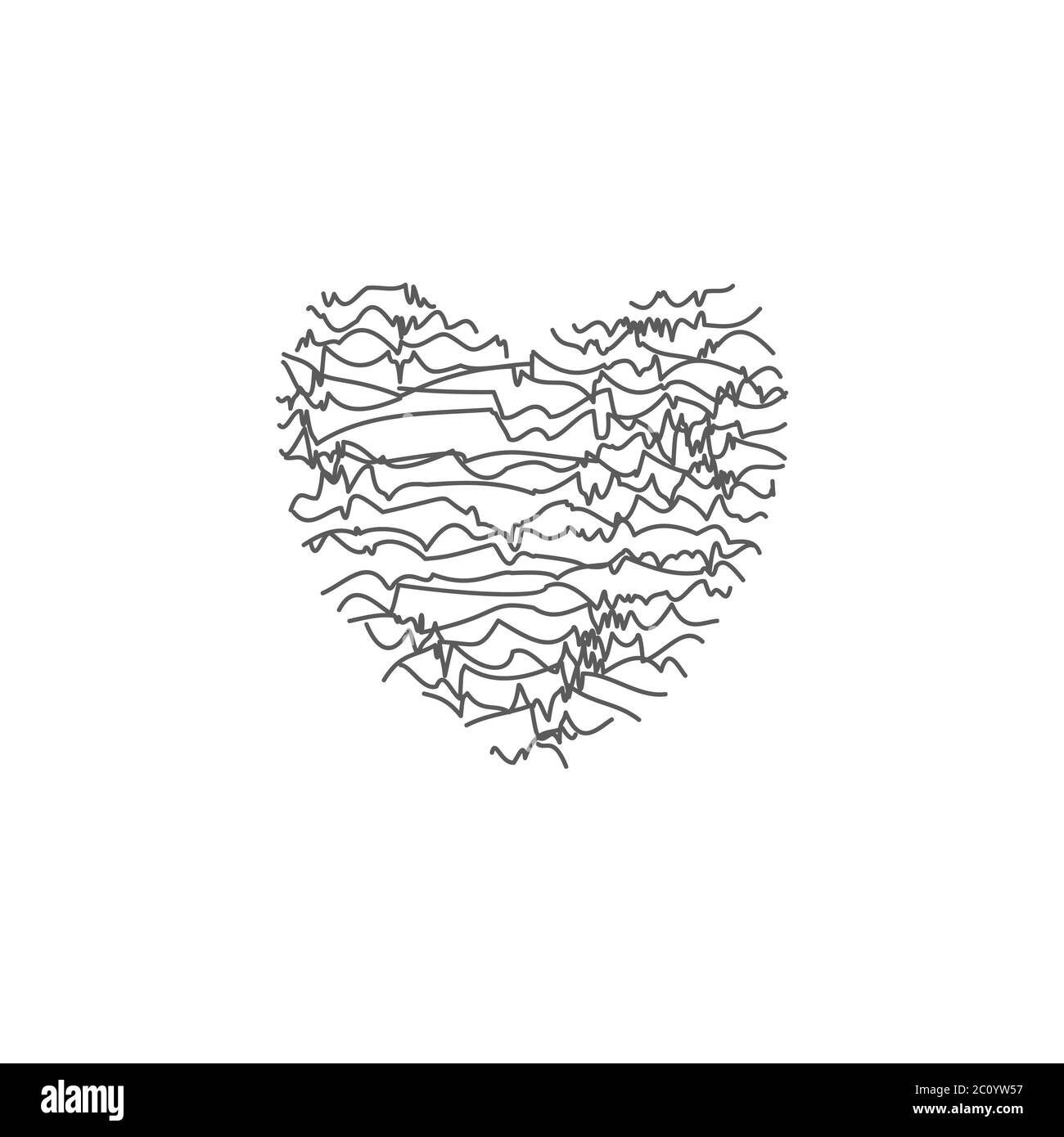 Heart made of crumpled abstract lines. Isolated on white vector ...