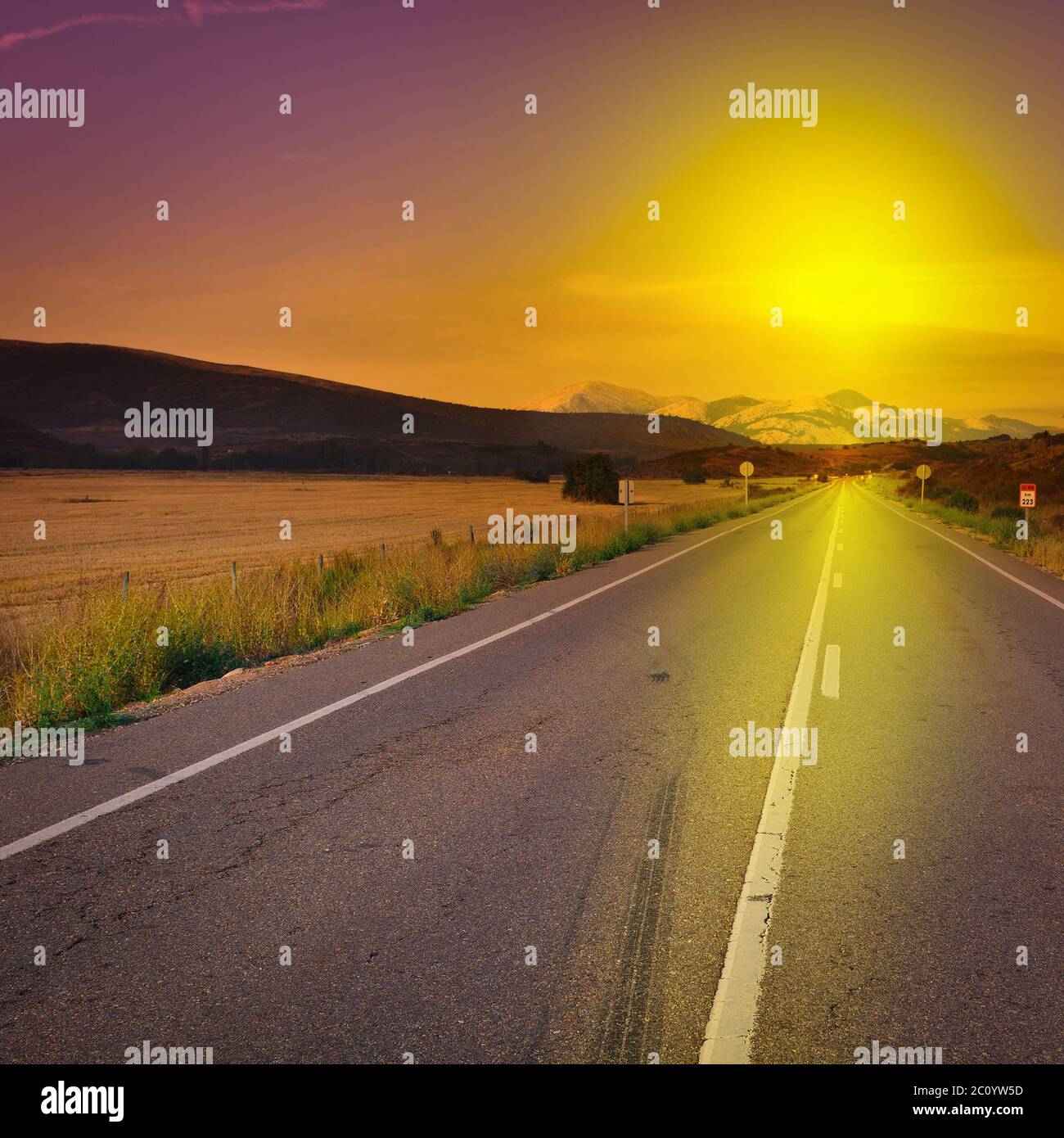 Sunset in Spain Stock Photo - Alamy