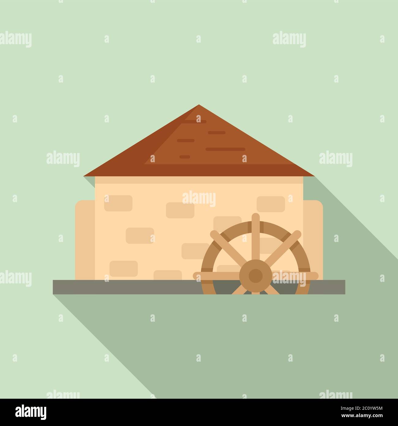 Antique water mill icon. Flat illustration of antique water mill vector ...