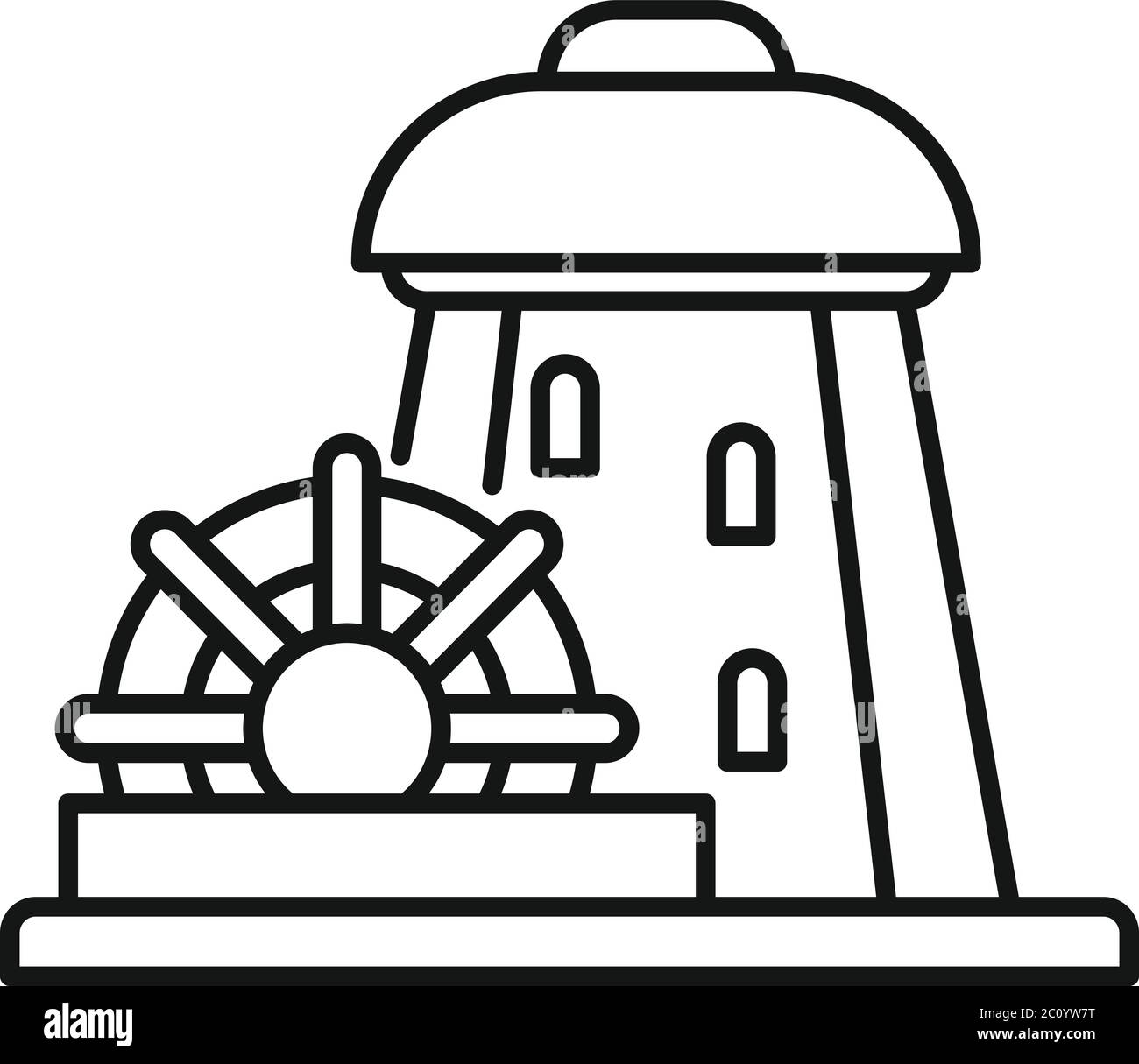 Building Water Mill Icon Outline Building Water Mill Vector Icon For