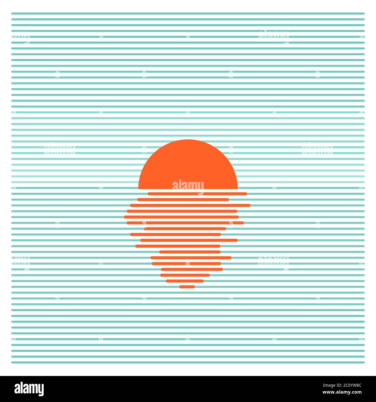 Sunset in ocean - striped background. Vector line art Stock Vector ...