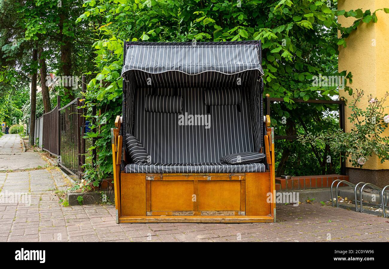A typical german beach basket chairs Strandkorb Stock Photo - Alamy