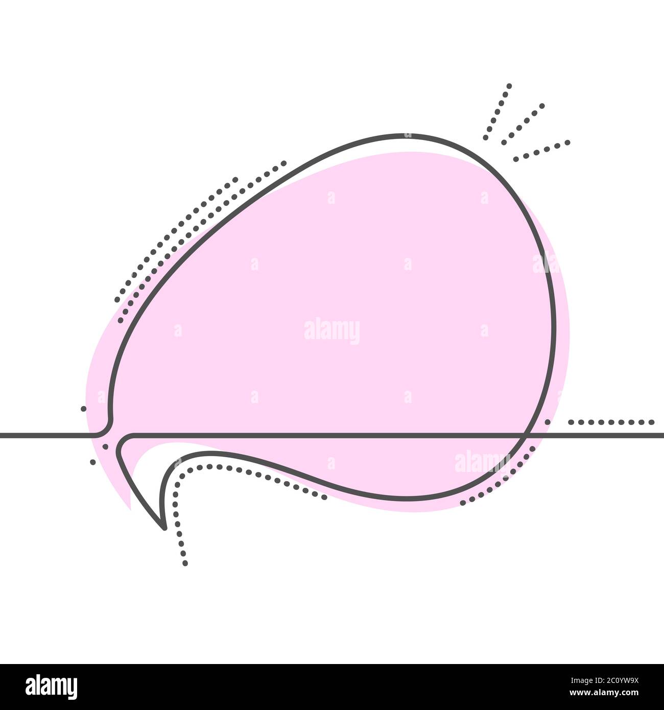 Speech bubble flow liquid shape continuous line drawing with dots decor ...