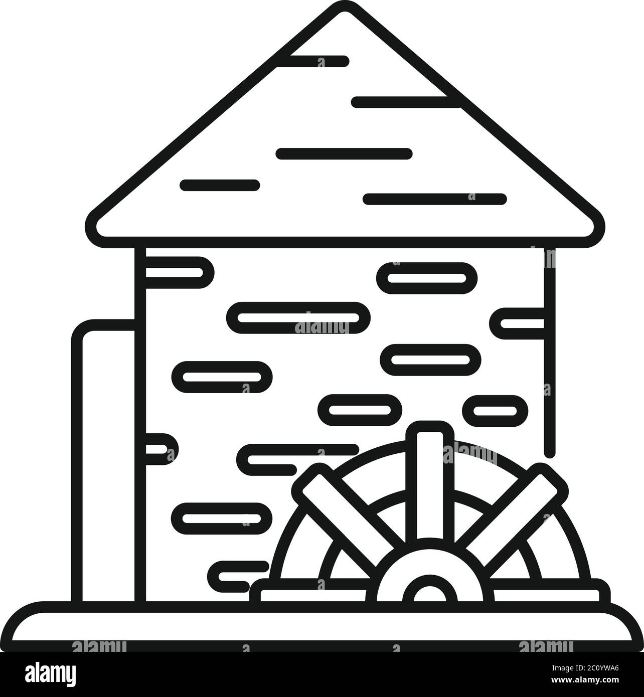 Waterwheel mill icon. Outline waterwheel mill vector icon for web ...