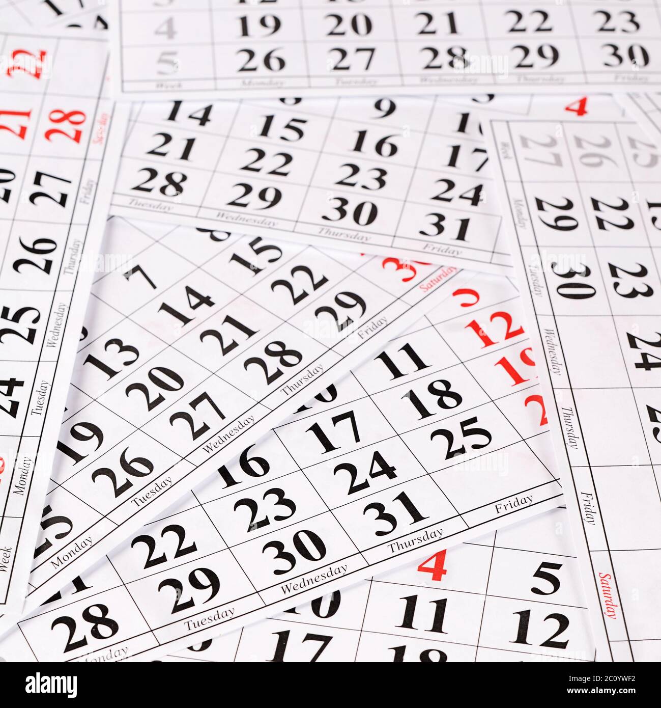 Closeup of dates on calendar page Stock Photo - Alamy