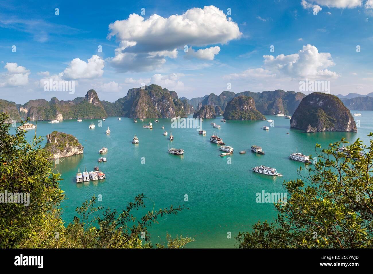 Panoramic aerial view of Halong bay, Vietnam in a summer day Stock ...