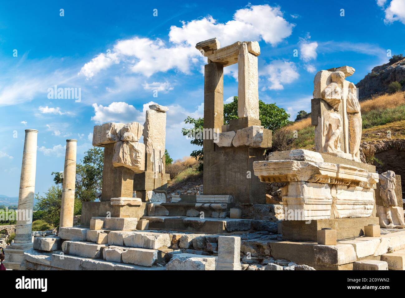 Ruins of the ancient city Ephesus, the ancient Greek city in Turkey, in ...