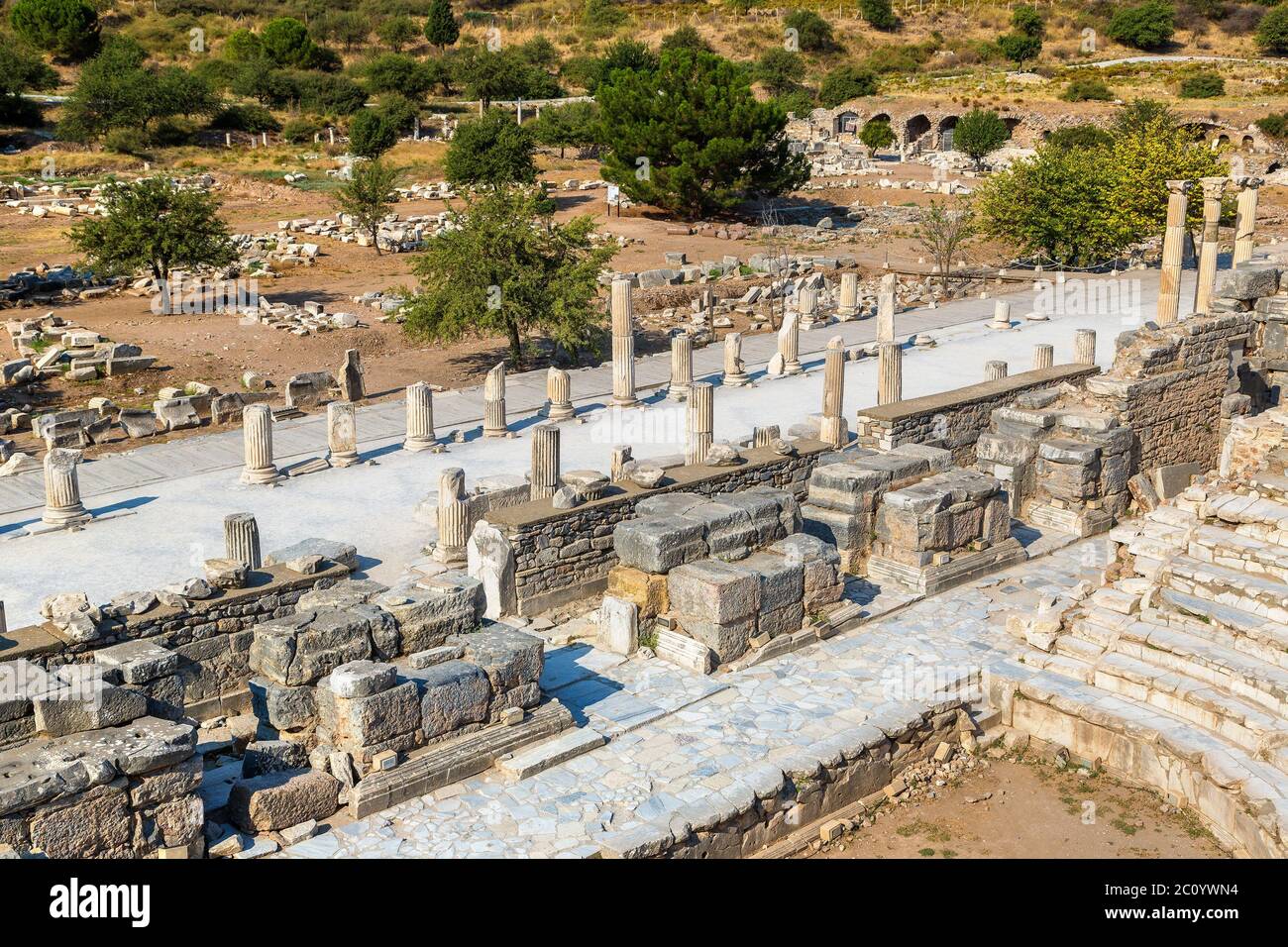Ruins of the ancient city Ephesus, the ancient Greek city in Turkey, in ...