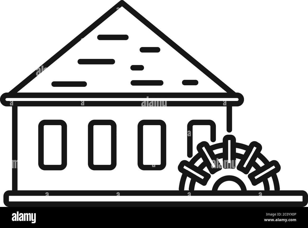 Water mill wheel icon. Outline water mill wheel vector icon for web ...