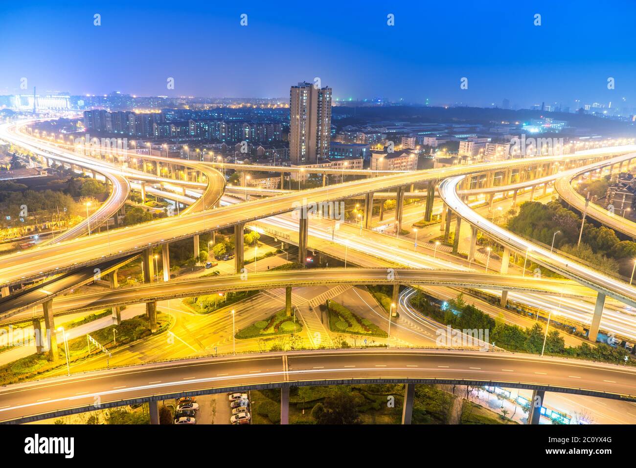 Night traffic on junction in hi-res stock photography and images - Alamy