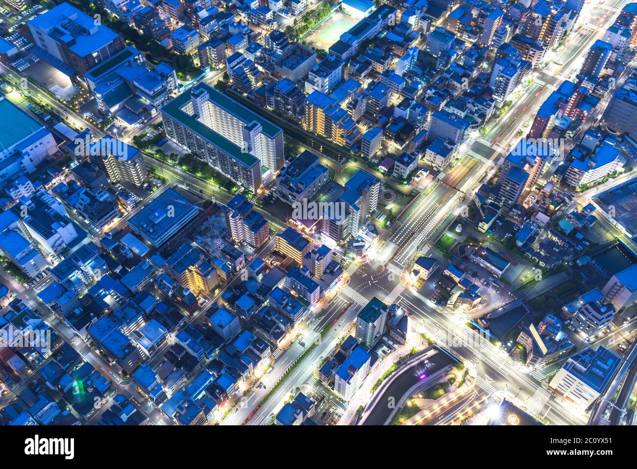 building with blue roof in residential district of tokyo Stock Photo ...