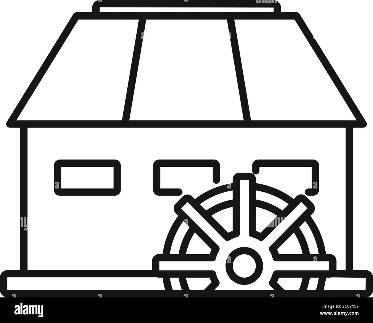 Antique water mill icon. Outline antique water mill vector icon for web ...