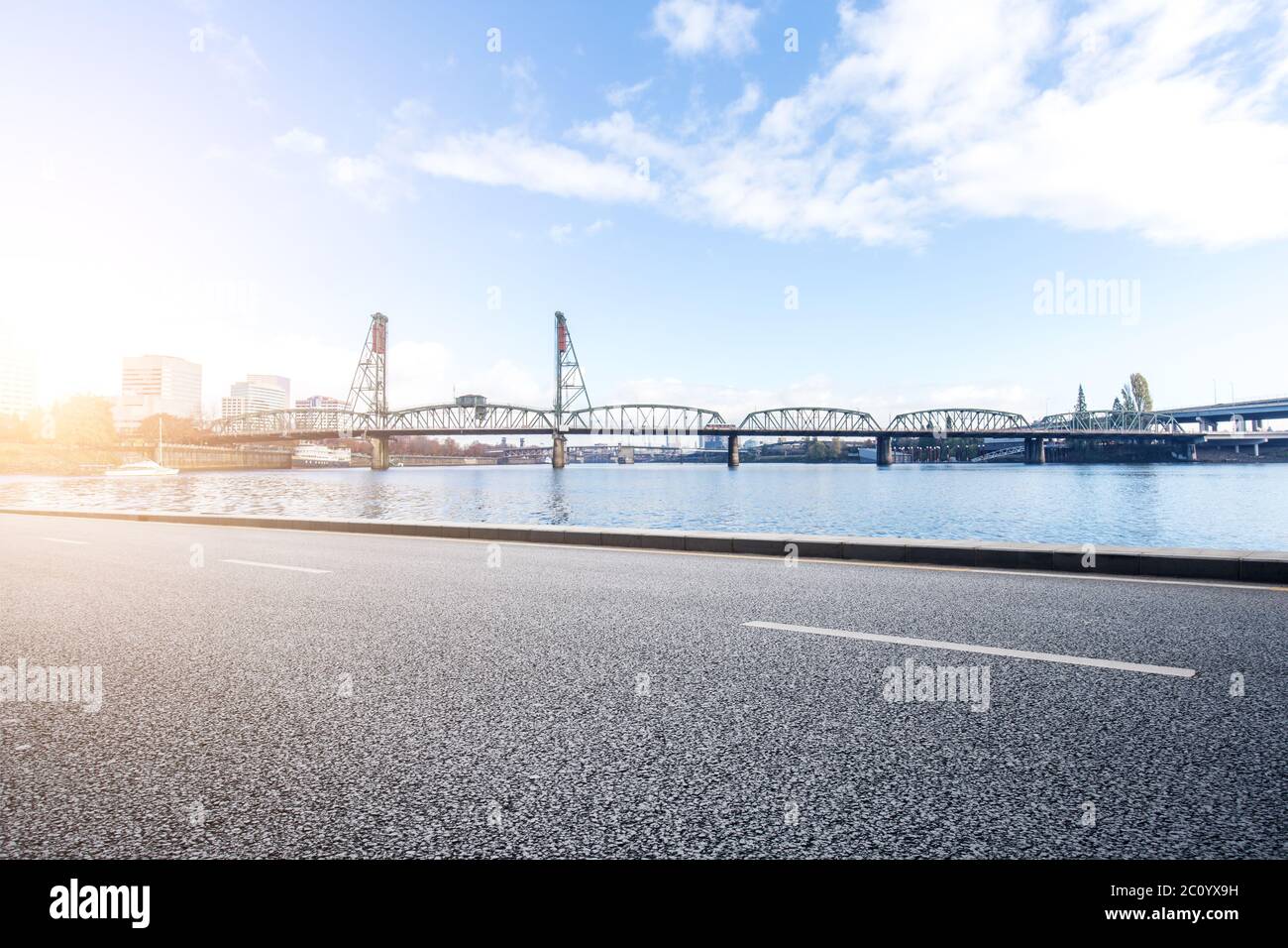 Empty asphalt road near sea hi-res stock photography and images - Alamy