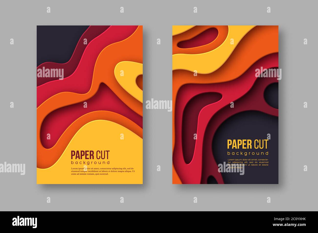 3d paper cut vertical banners. Shapes with shadow in Autumn colors ...