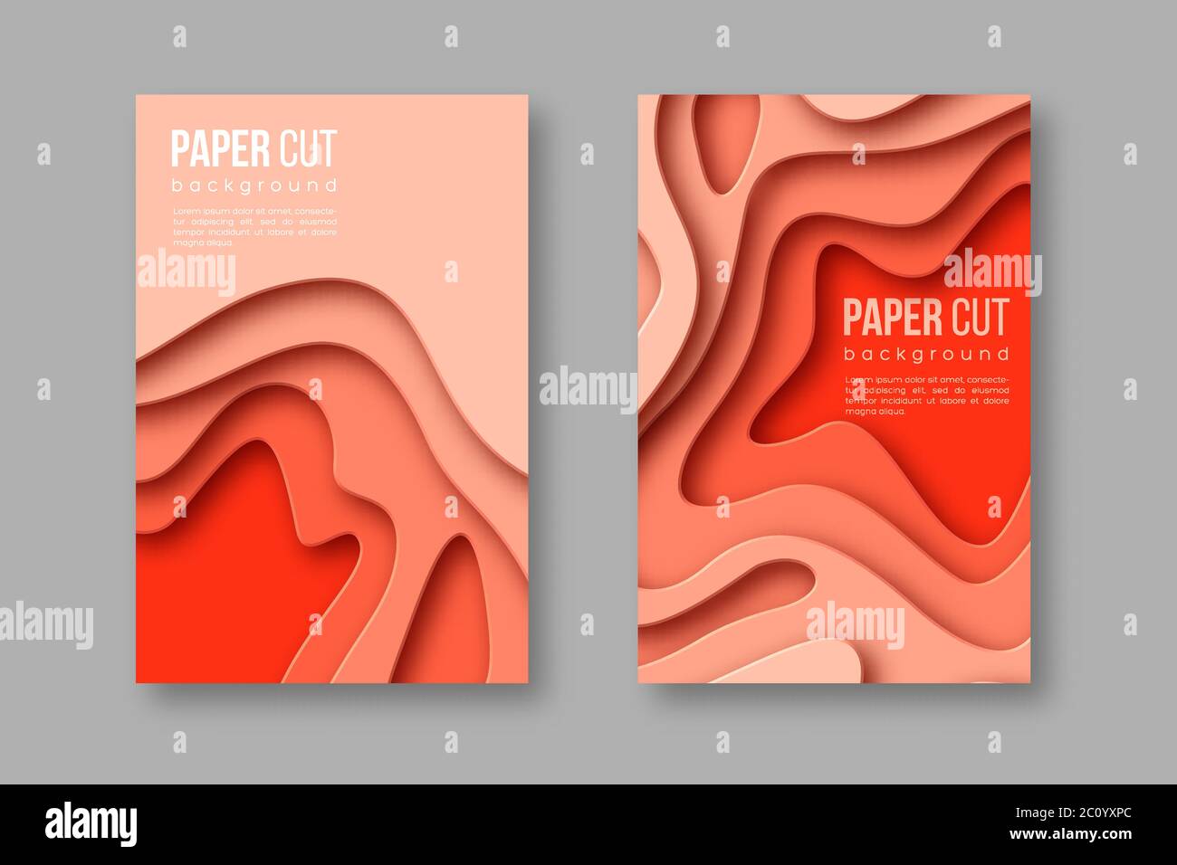 3d paper cut vertical banners. Shapes with shadow in different ...